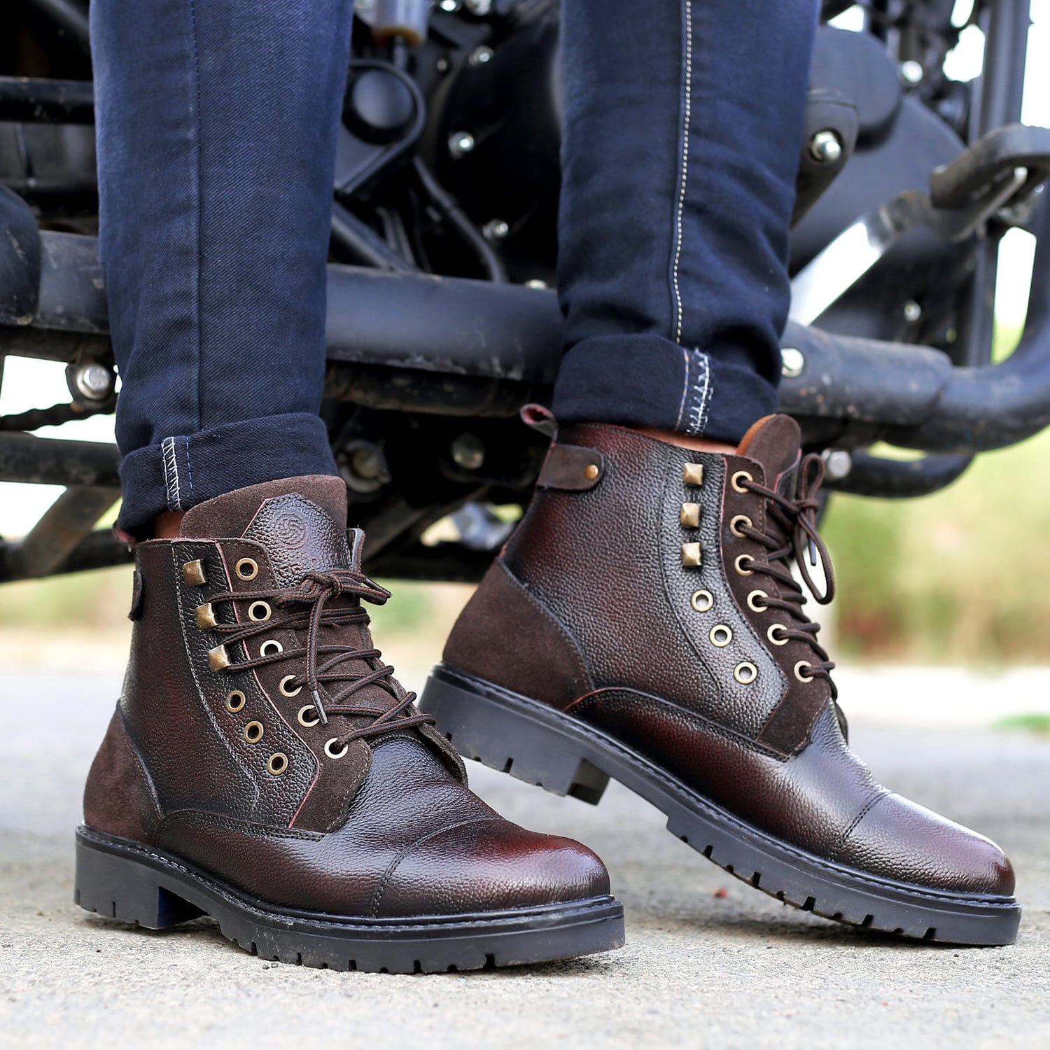 Bacca Bucci Men DRAGON Leather Fashion Boots- Biking Trekking & Hiking