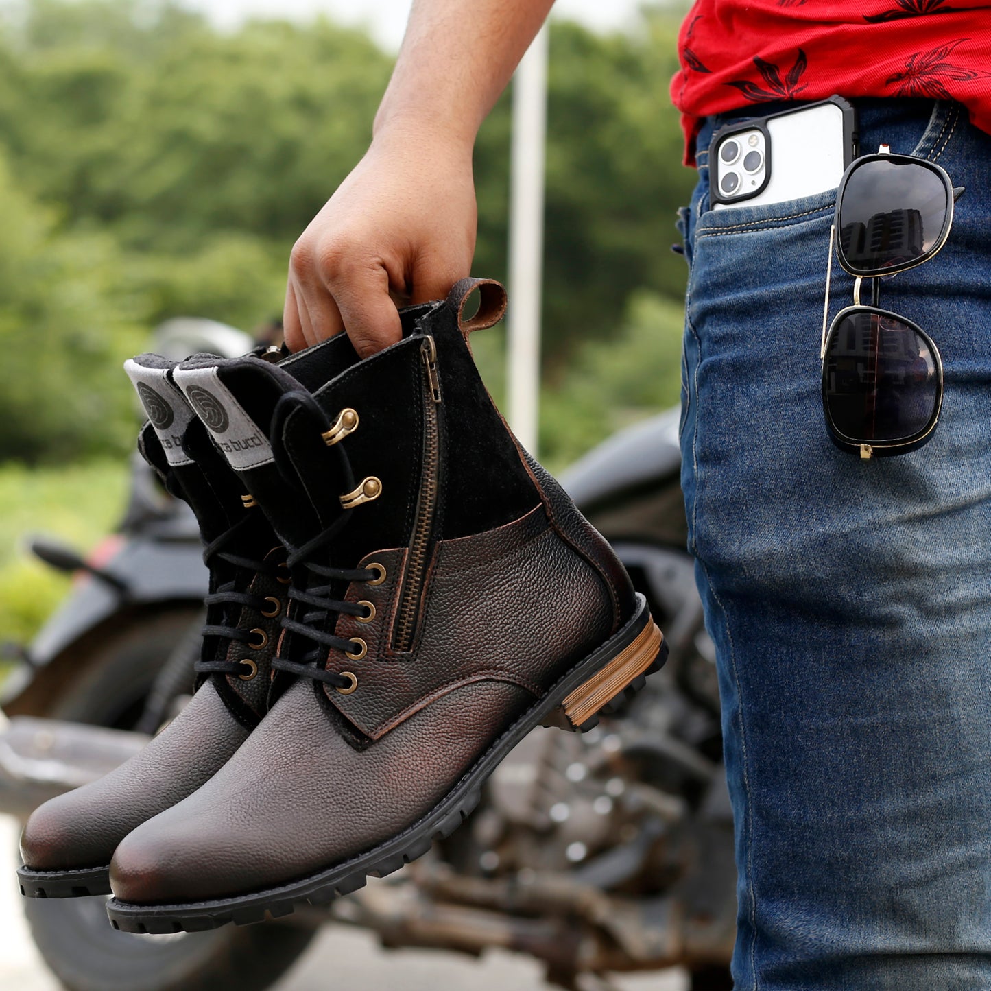 Biking Boots | Bacca Bucci Tron | Men's Leather Riding Boots