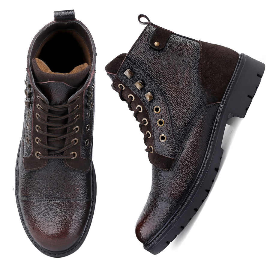 Bacca Bucci Men DRAGON Leather Fashion Boots- Biking Trekking & Hiking